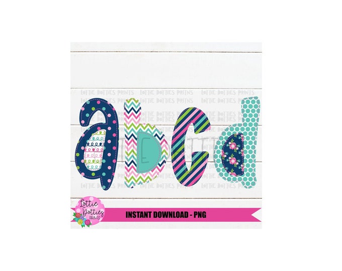 Girls Faux Applique Alphabet Alpha Pack Alphabet Clipart - Etsy