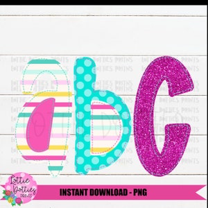 Rainbow Stripe Faux Applique Alphabet - Girls Alpha Pack - Alphabet ...