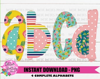 Rainbow Stripe Faux Applique Alphabet Alpha Pack Alphabet Clipart ...