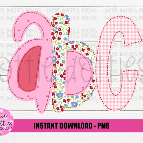 Floral and Stripe Faux Applique Alphabet Alpha Pack | Etsy