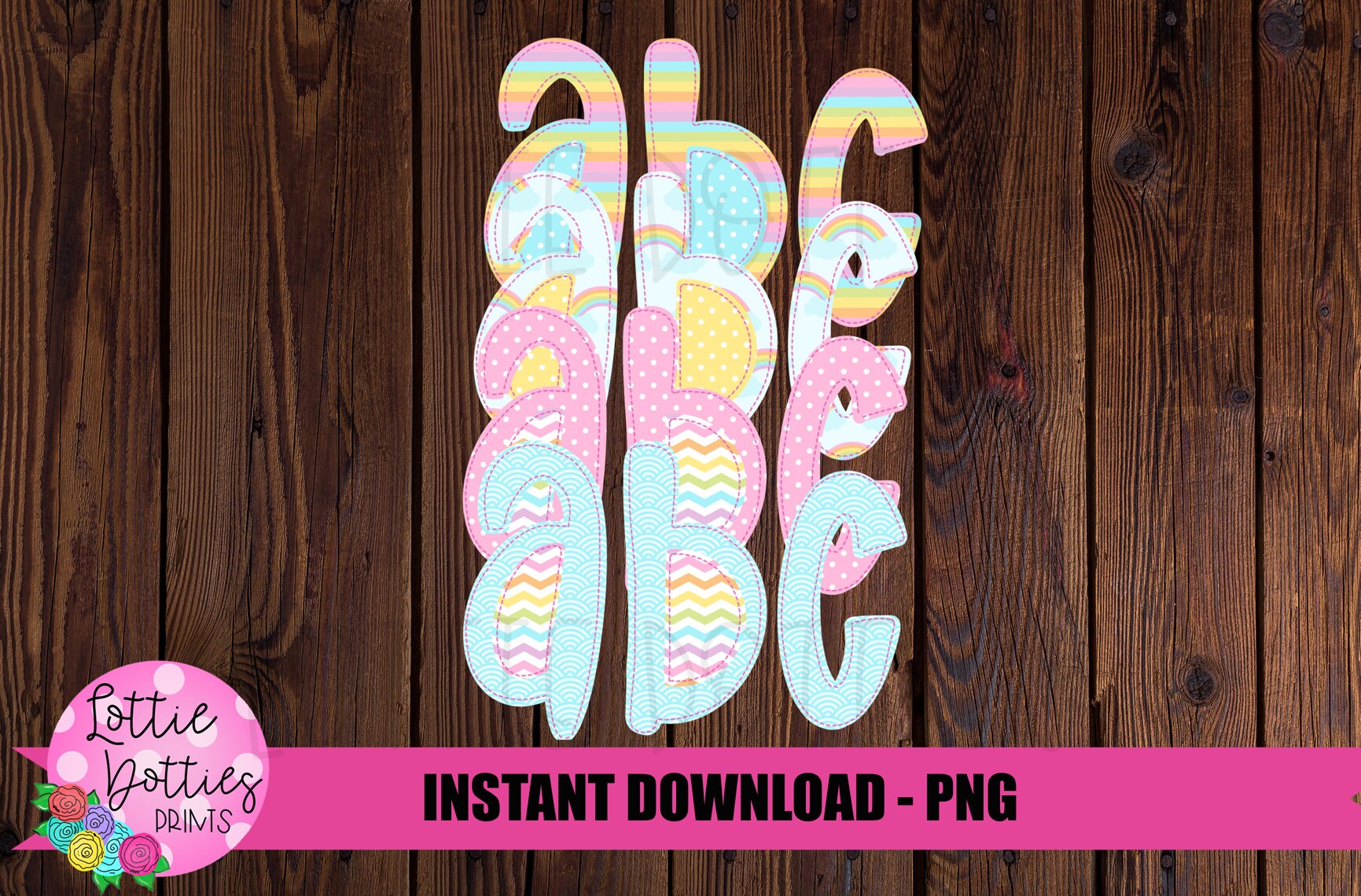 Rainbow Stripe Faux Applique Alphabet Alpha Pack Alphabet - Etsy