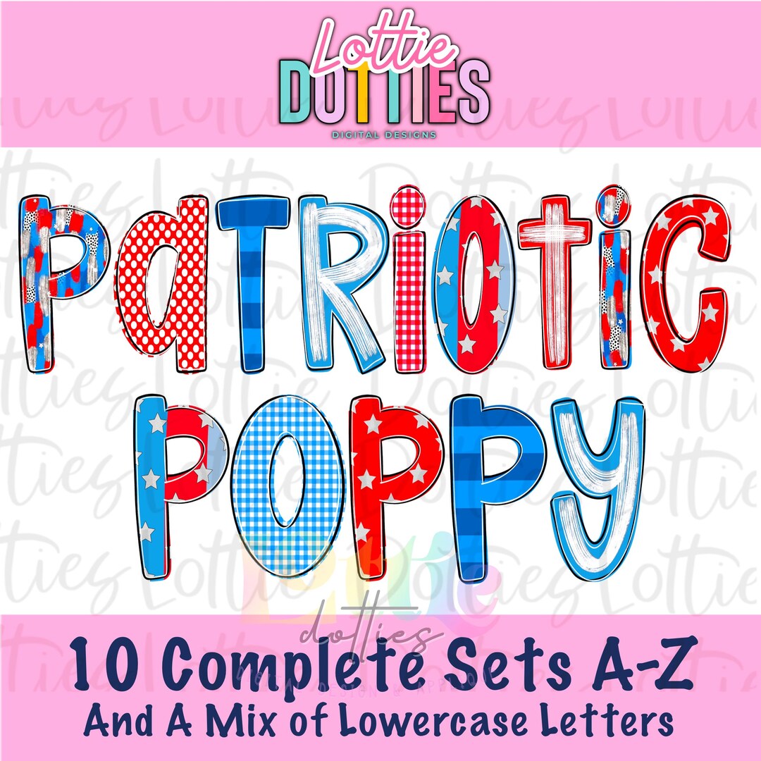 Patriotic Poppy Alphabet - Alpha Pack - Alphabet Clipart - Instant ...