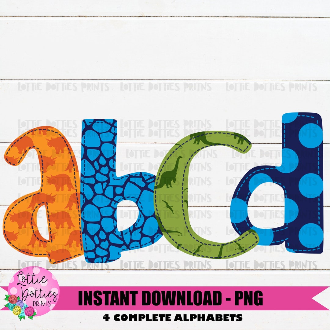 Dino Faux Applique Alphabet - Alpha Pack - Alphabet Clipart - Instant ...