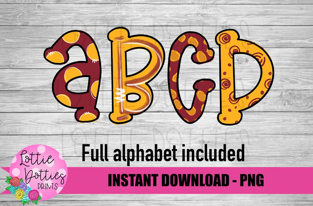 Handlettered Maroon and Gold Alphabet - Alpha Pack - Alphabet Clipart ...
