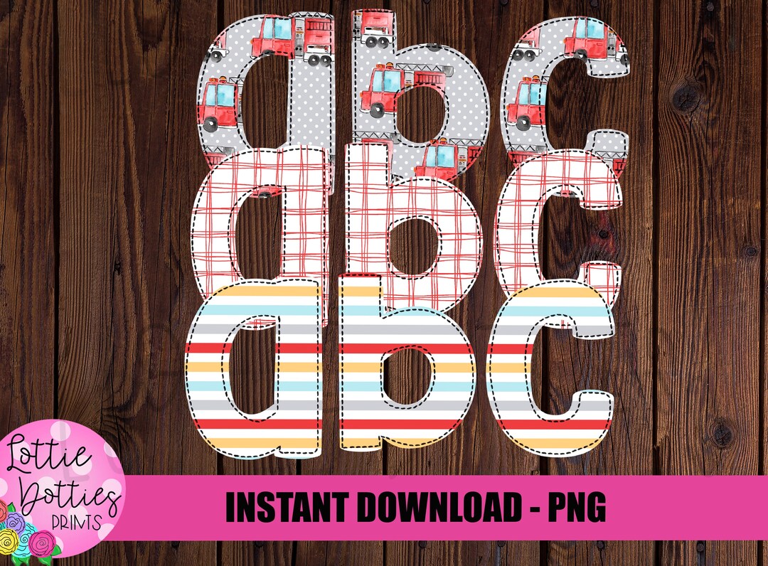 Boys Faux Applique Alphabet - Firetruck Alpha Pack - Alphabet Clipart ...