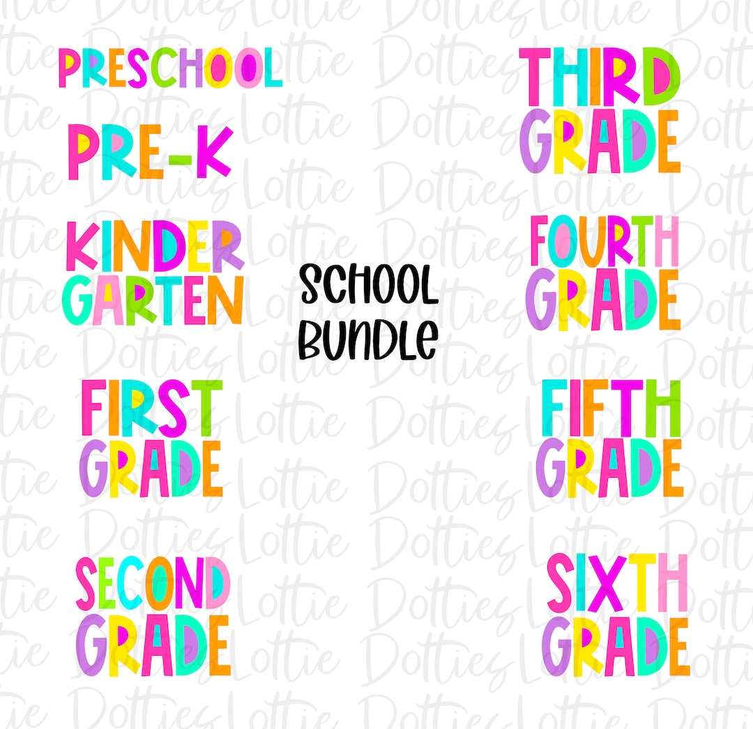 School Grade Bundle PNG - School Design - Sublimation - Digital ...