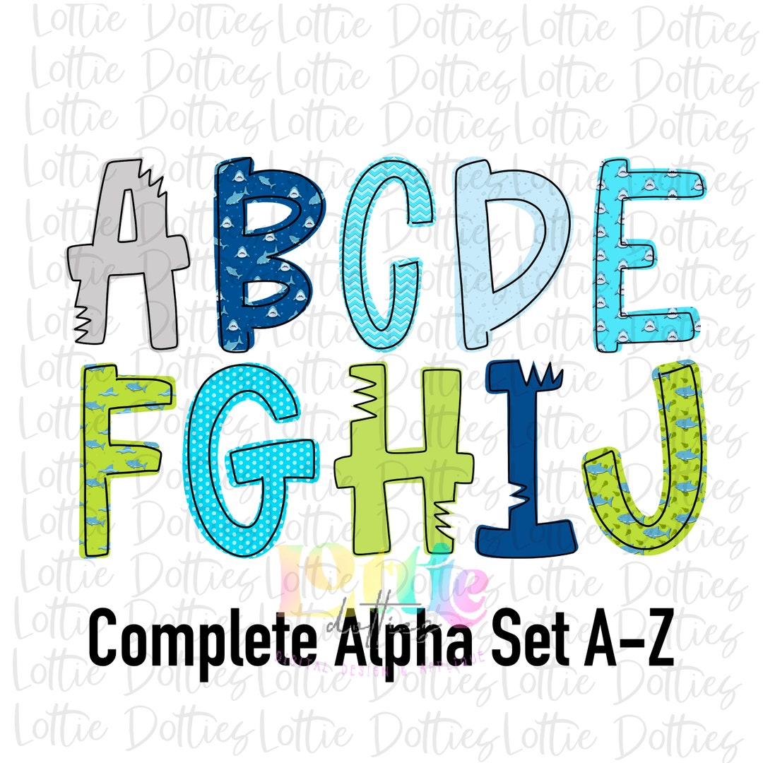 Shark Alphabet - Shark Alpha Pack - Alphabet Clipart - Instant Download ...
