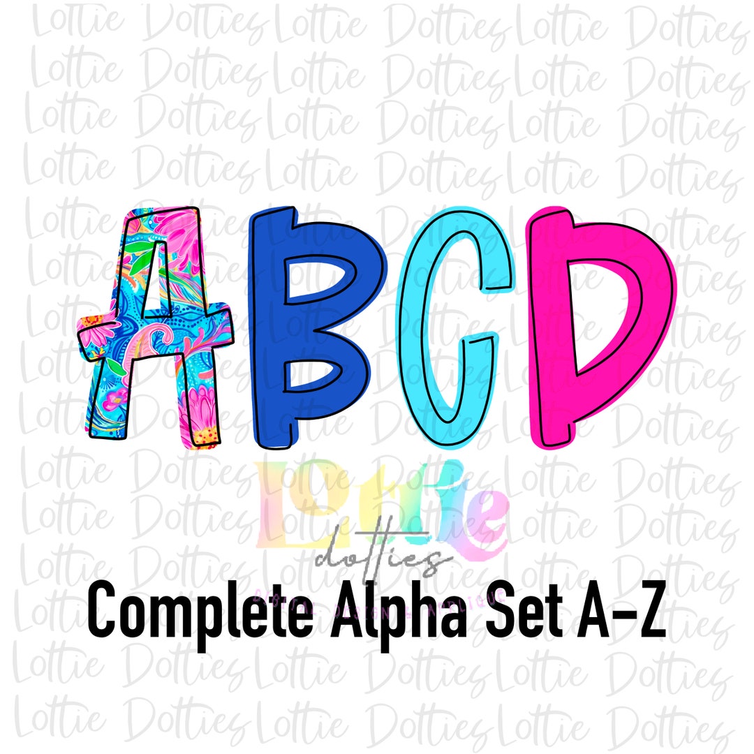 Pink and Blue Floral Alphabet - Pink & Blue Floral Alpha Pack ...