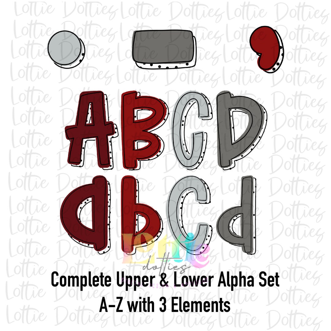 Maroon and Gray Alpha - Maroon & Gray Alphabet - Alpha Pack - Alphabet ...