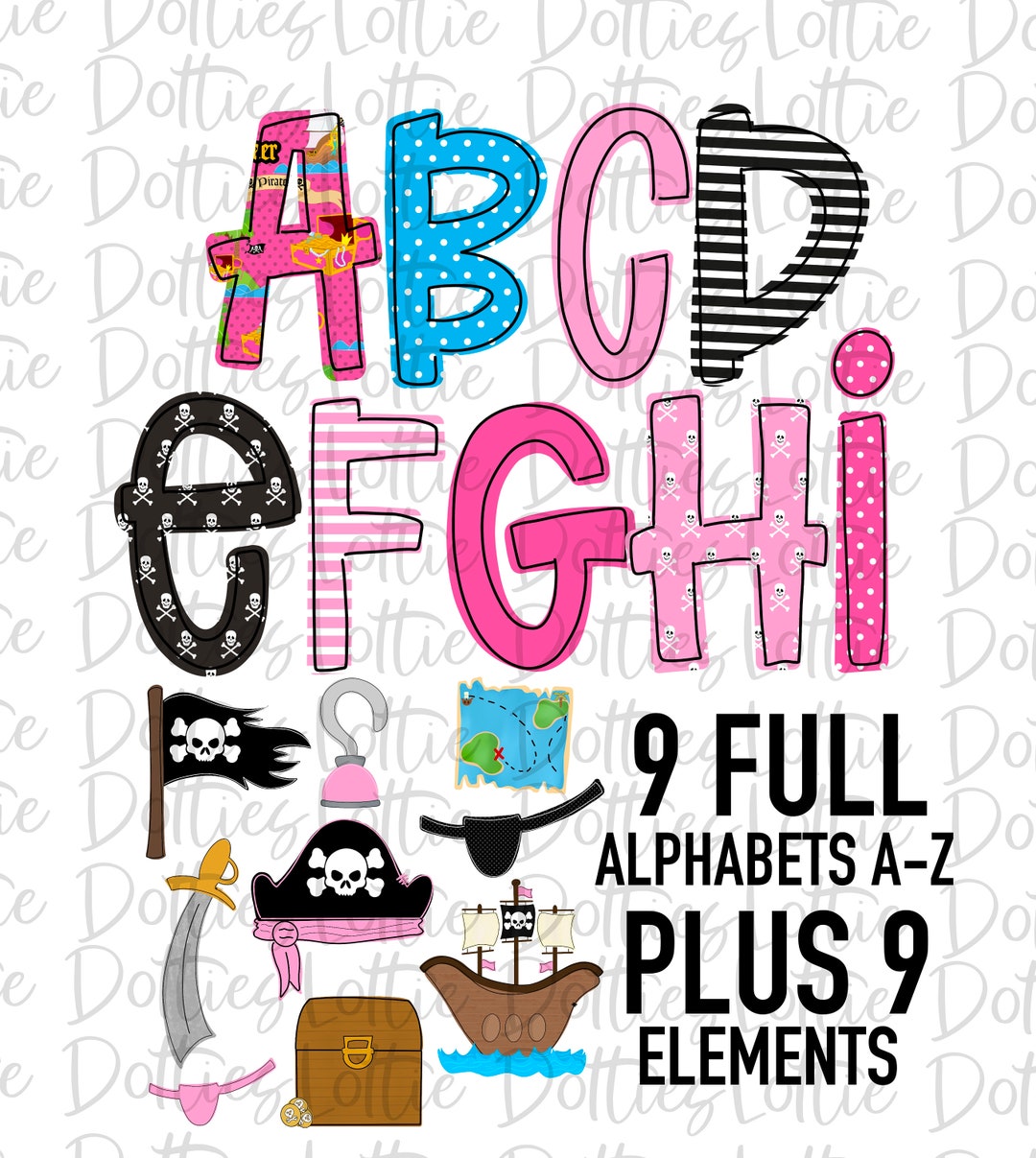 Pink Pirate Alpha - Pirate Pink Alphabet - Alpha Pack - Alphabet ...