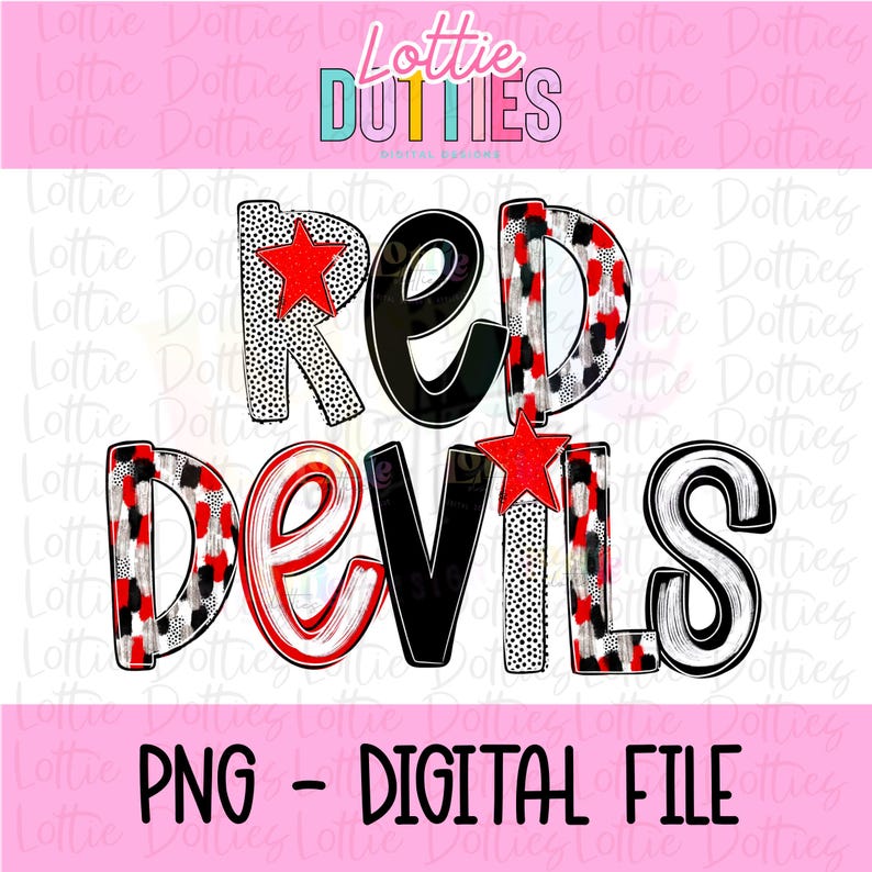 Red Devils Png - Digital Designs - Mascot Team Design - Etsy