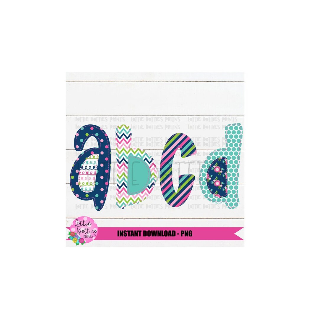 Girls Faux Applique Alphabet - Alpha Pack - Alphabet Clipart - Instant ...