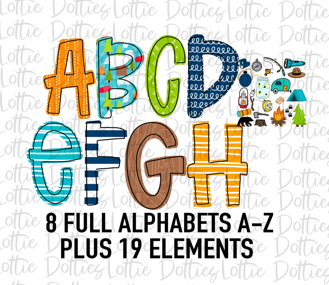 Camping Alphabet - Alpha Pack - Alphabet Clipart - Instant Download - Etsy