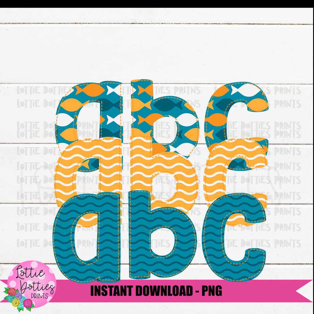 Fishing Faux Applique Alphabet - Alpha Pack - Alphabet Clipart ...