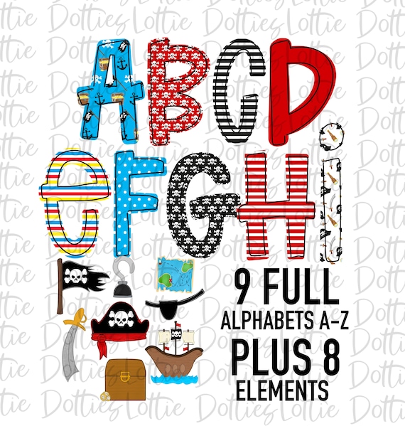 Pirate Alphabet Printable Pirate Alphabet Clipart Set – DIY Party