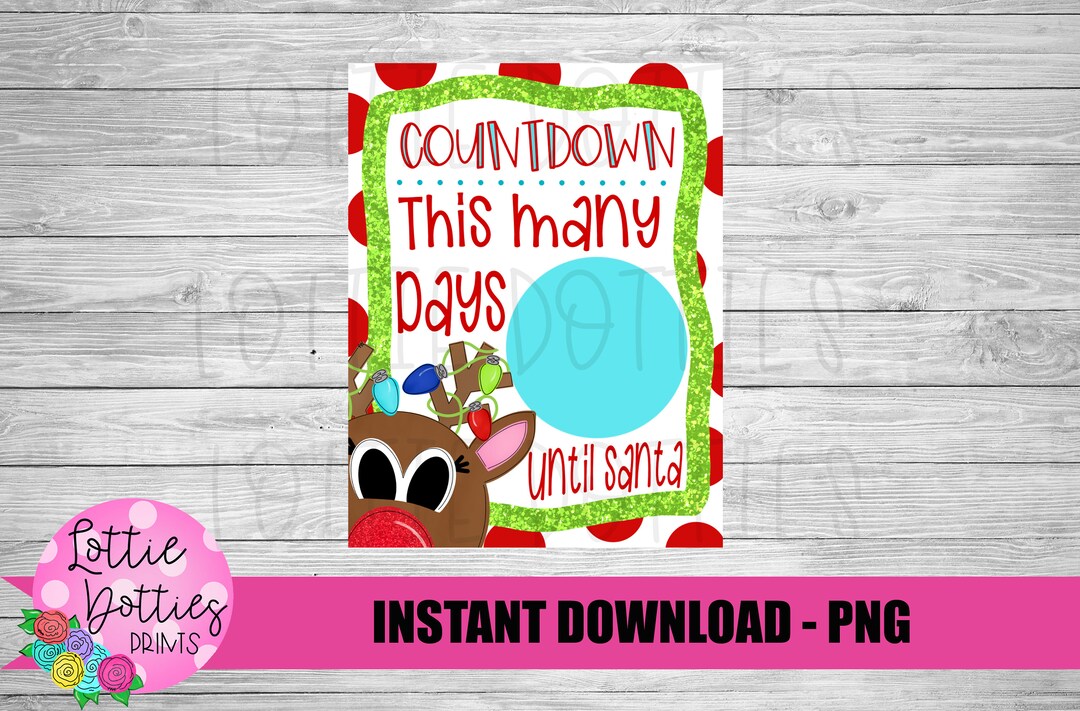 Countdown to Santa Png - Reindeer Png - Christmas Sublimation- Digital ...