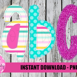 Rainbow Stripe Faux Applique Alphabet - Girls Alpha Pack - Alphabet ...