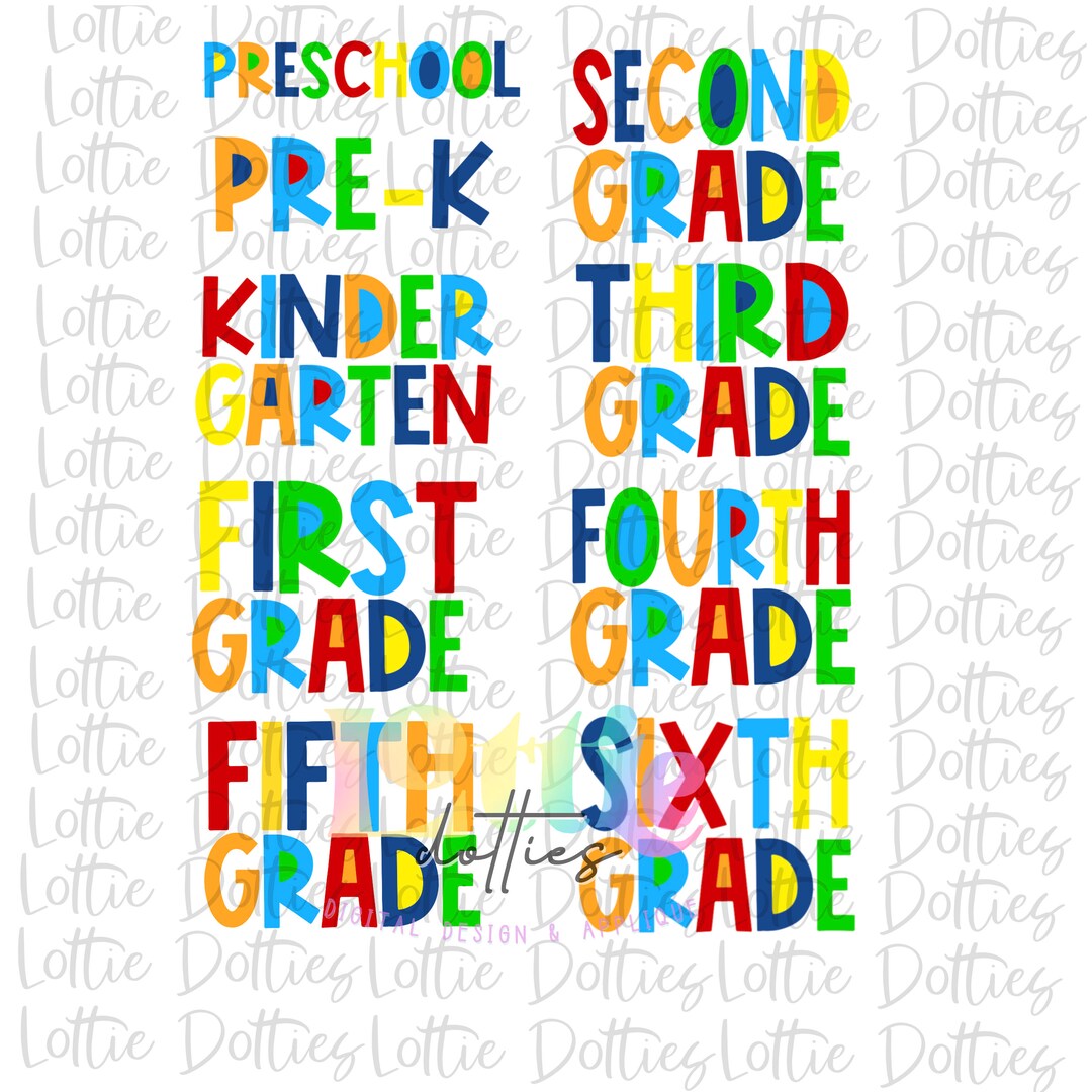 School Grade Bundle PNG - School Design - Sublimation - Digital ...