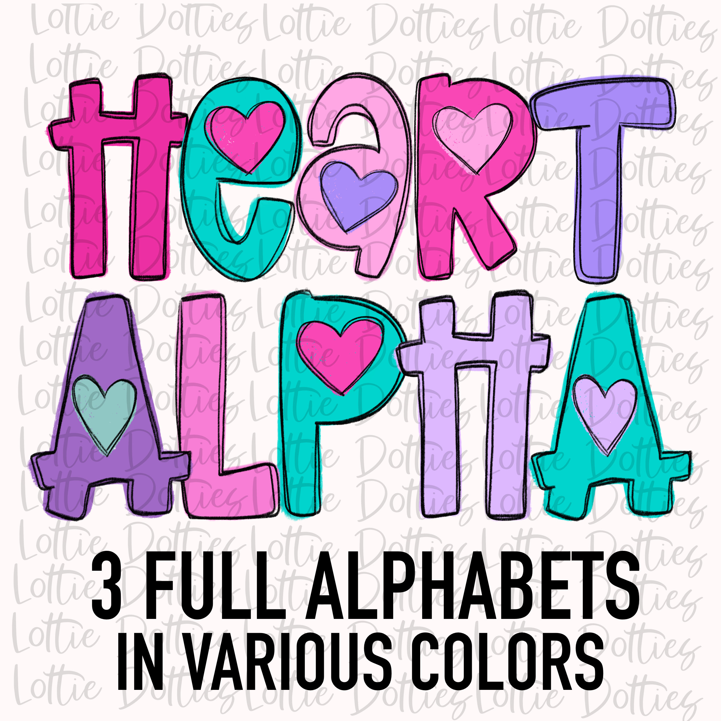 Valentine Hearts Alphabet - Alpha Pack - Alphabet Clipart - Instant ...