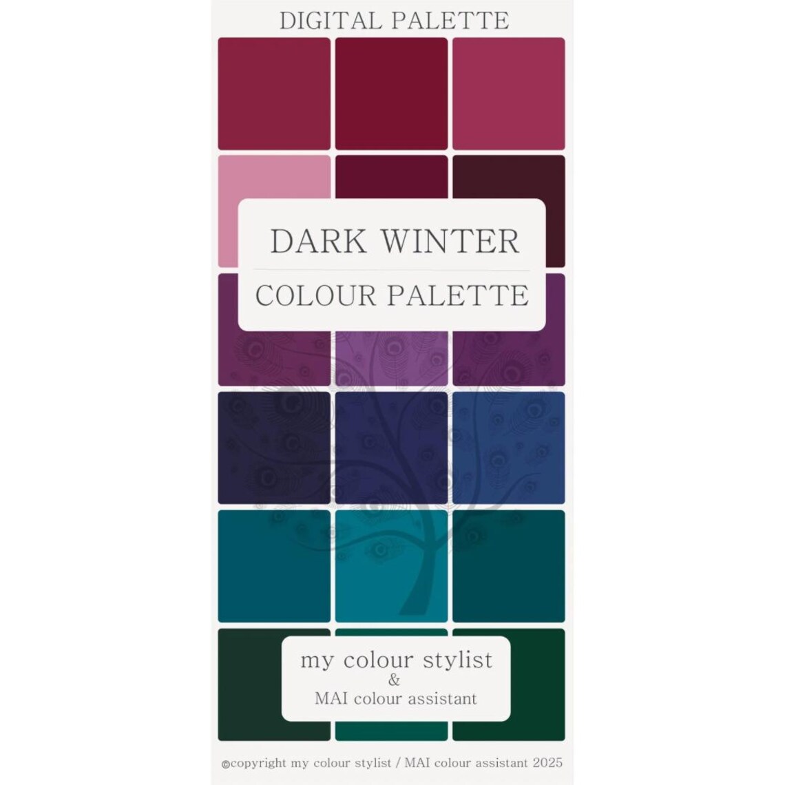 Dark Winter Mobile Phone Digital Swatch Library / Palette - Etsy