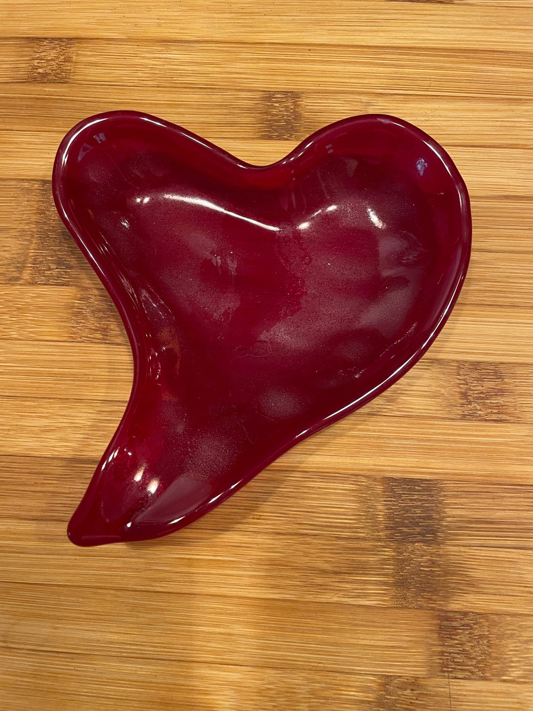 Red Heart Shape Candy Dish, Fused Glass Decor, Colorful Dish - Etsy