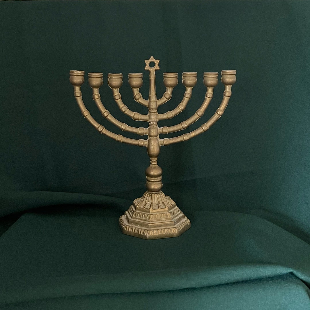 8 Branch Large Menorah Chanukah Menorah Jewish Brass Candle Holder ...