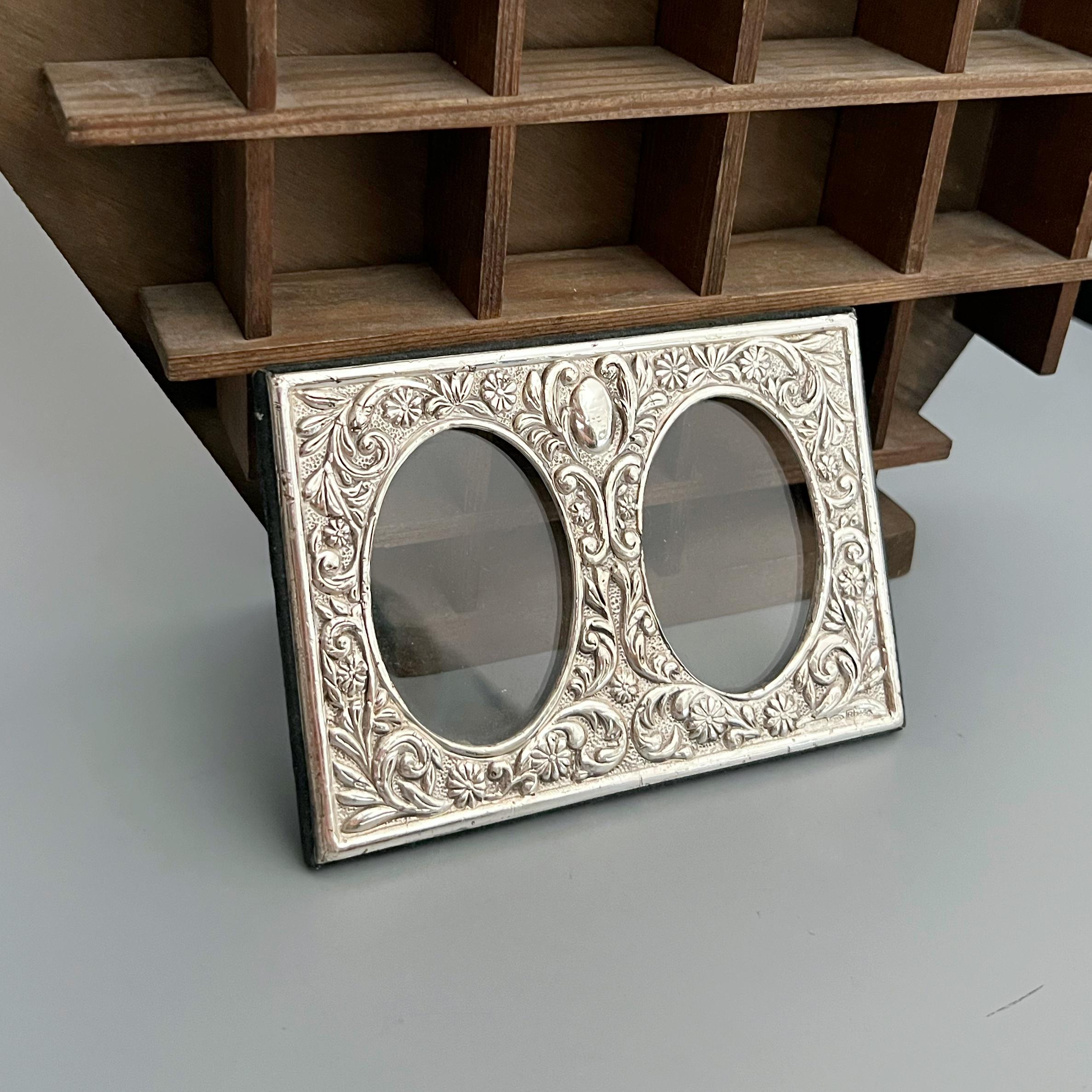 Sterling Silver Double Photo Frame - Vintage Repousse Ornate Victorian ...