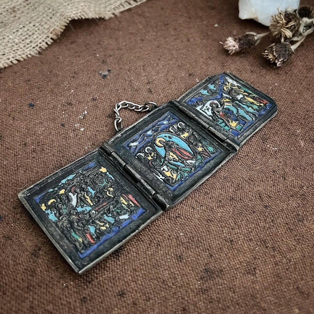 Vintage Orthodox Enamel Triptych – Folding Travel Icon - Etsy