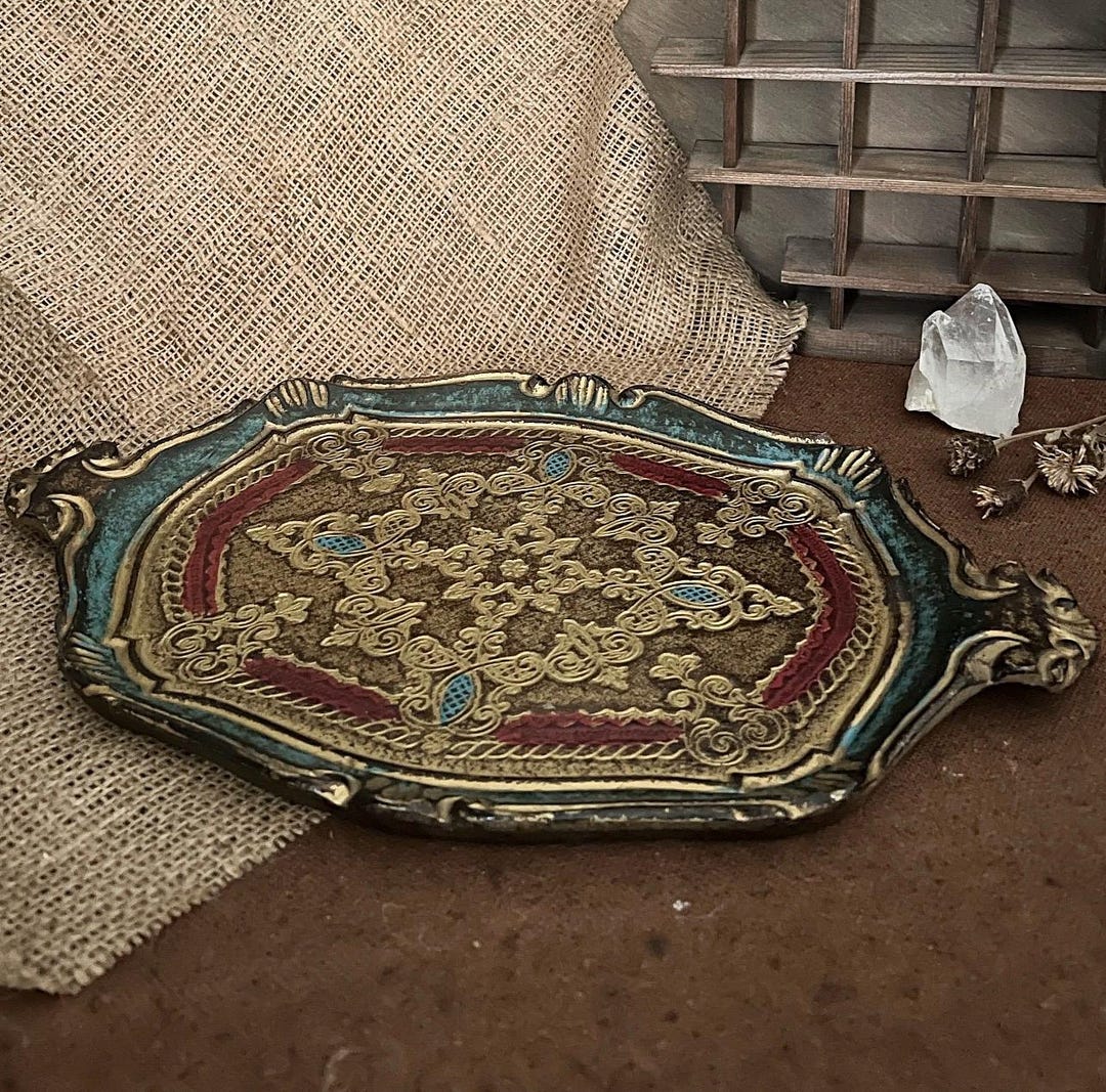 Vintage Florentine Wood Tray - Italian Ornate Serving Tray - Altar ...