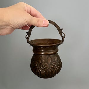 Copper Ritual Cauldron With Handle - 400 Ml Rustic Decorated Wicca ...