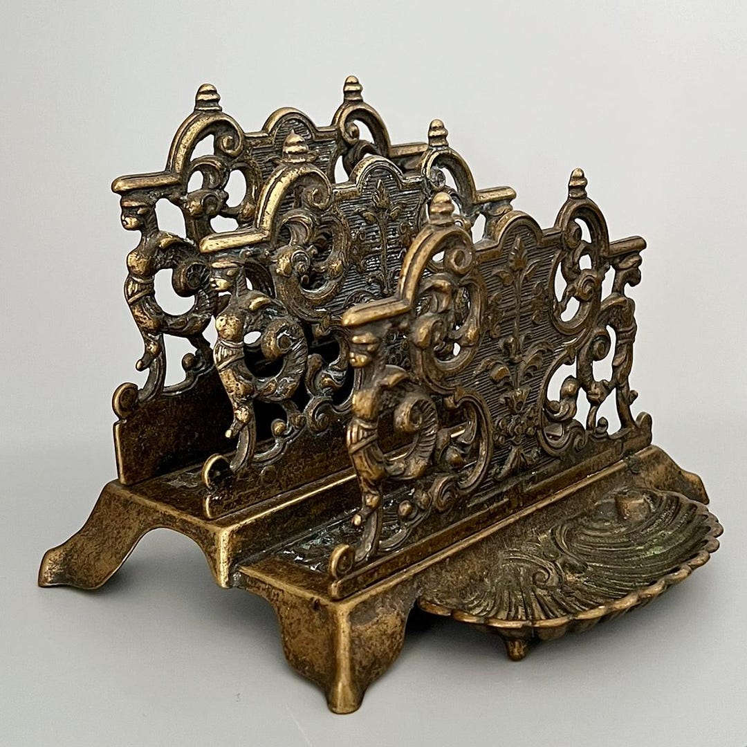 Victorian Style Letter Holder Ornate Brass Letter Organizer Victorian ...