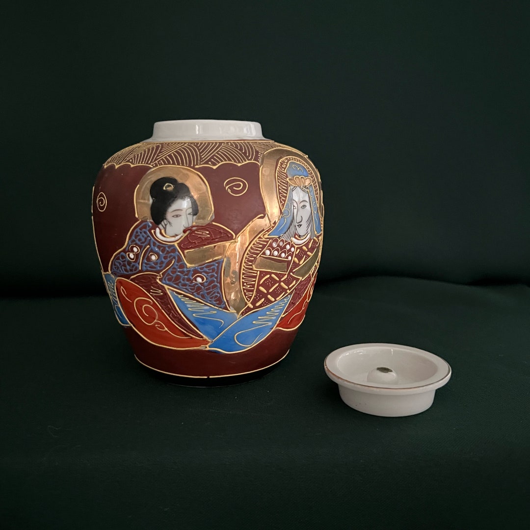 Ginger Jar With Lid Geisha Gilding Handwork Japan Folk Art - Etsy