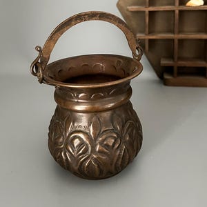Copper Ritual Cauldron With Handle - 400 Ml Rustic Decorated Wicca ...