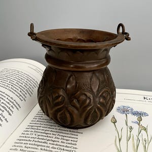 Copper Ritual Cauldron With Handle - 400 Ml Rustic Decorated Wicca ...