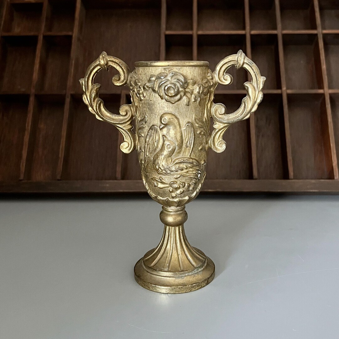 Ritual Medieval Style Chalice Love Birds Pair Ornate Brass Goblet ...