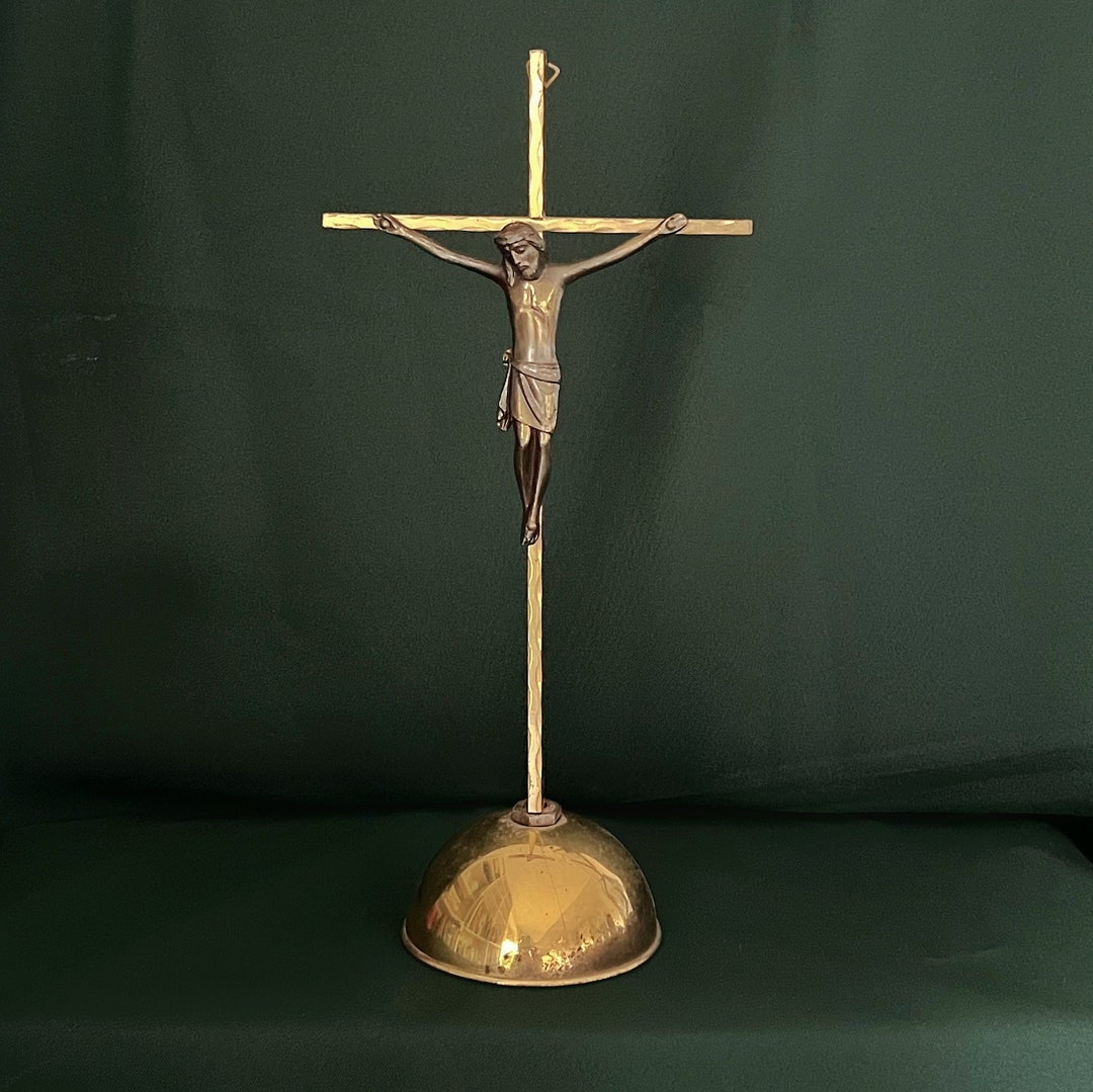 Standing Catholic Cross - Vintage Handmade Altar Crucifix, Made in ...