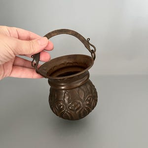 Copper Ritual Cauldron With Handle - 400 Ml Rustic Decorated Wicca ...