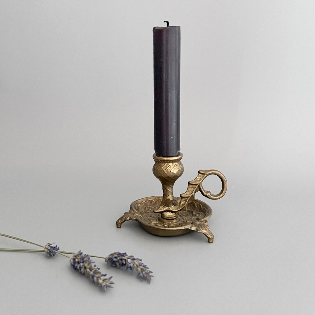 Scottish Thistle Altar Candlestick With Handle Brass Candle Holder ...