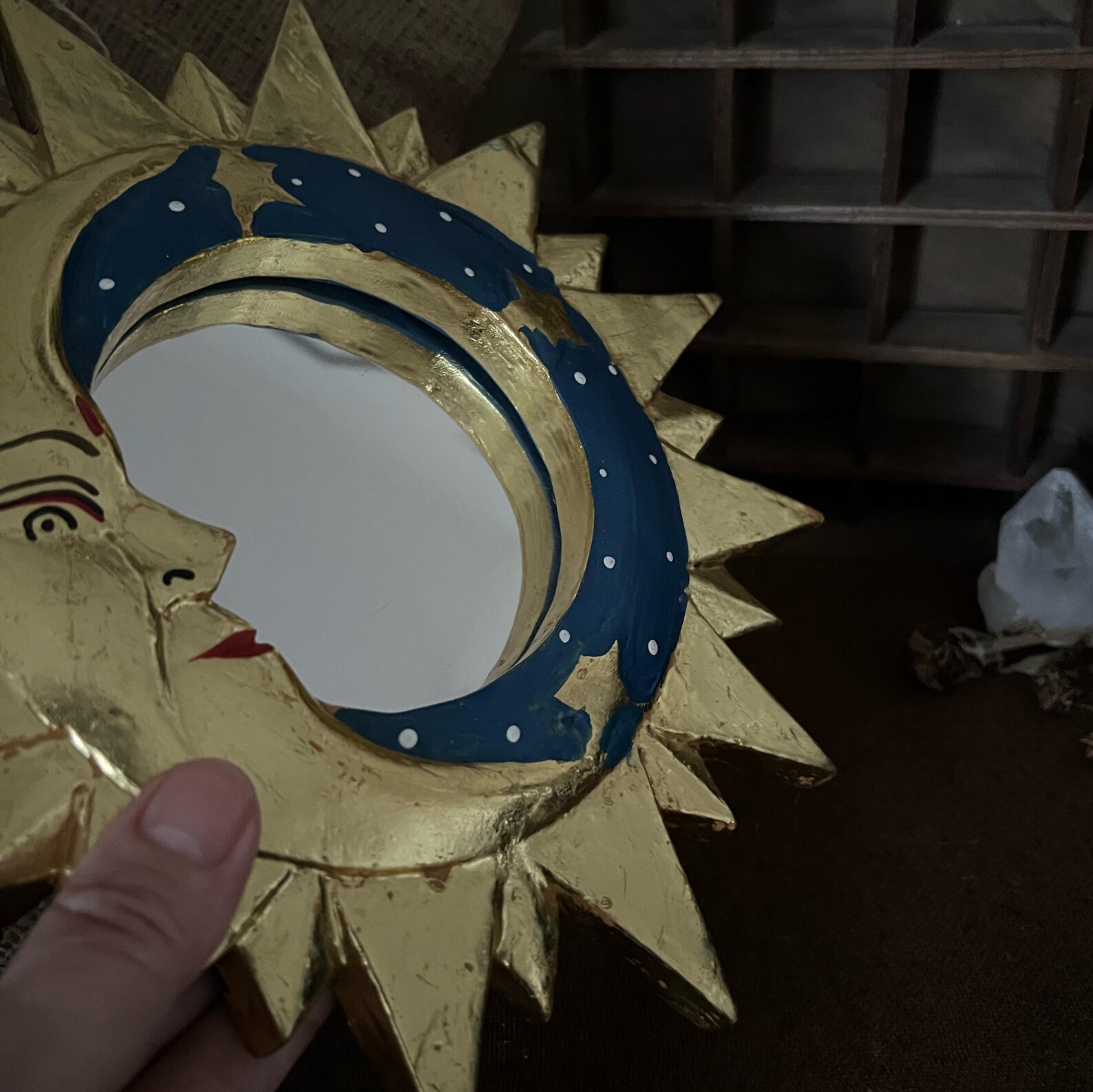 Sun Moon Stars Celestial Mirror – Boho Wall Art - Sunburst Vintage ...