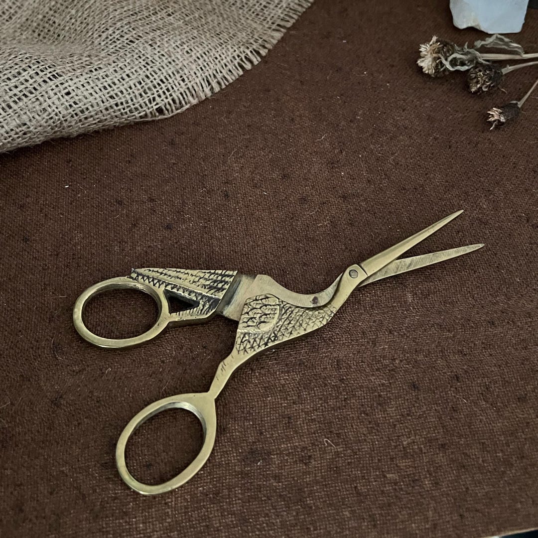Vintage Brass “stork” Scissors – Ritual Tool for Energy Work & Symbolic ...