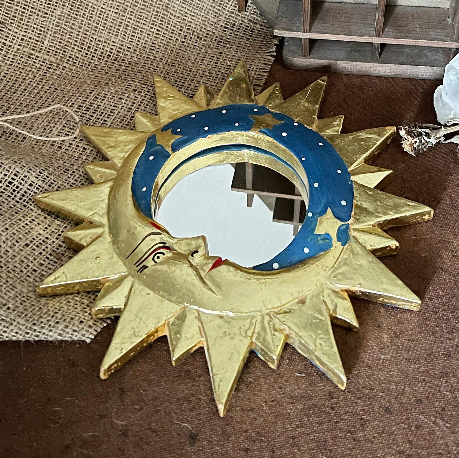 Sun Moon Stars Celestial Mirror – Boho Wall Art - Sunburst Vintage ...