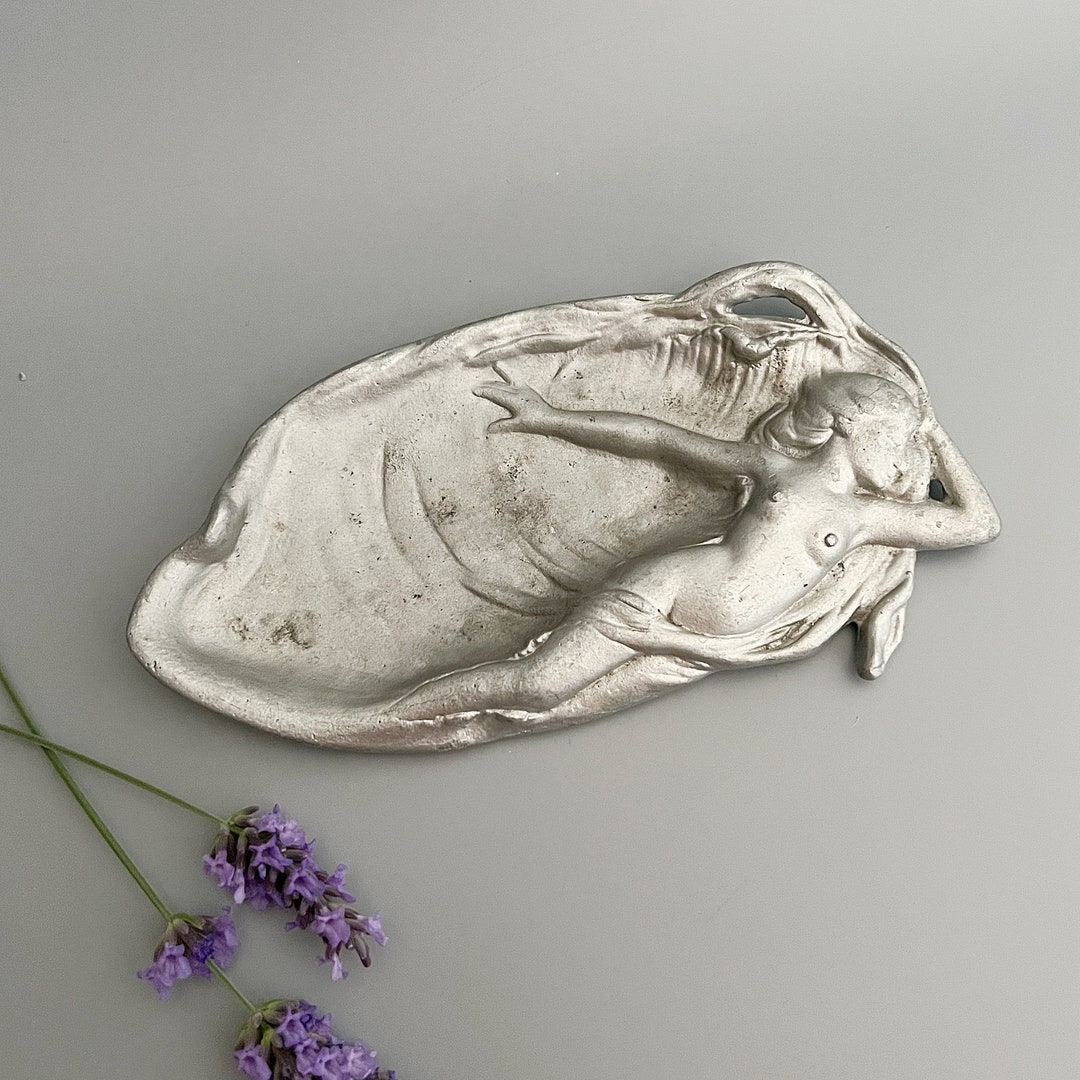 Nymph Altar Offering Plate Antique Art Nouveau Water Mermaid Offering ...