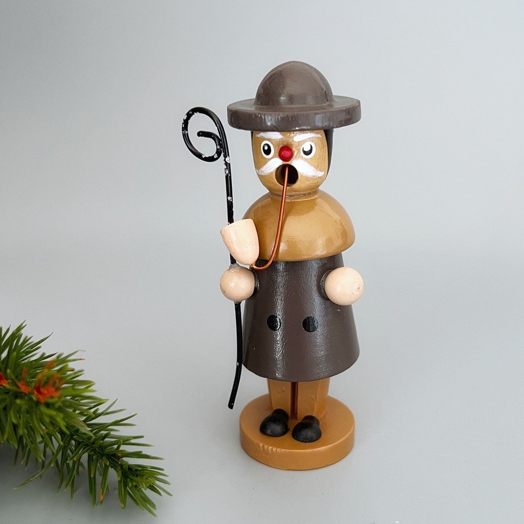 German Wooden Smoker “sheperd“ - 5“ - German Folk Art Vintage Christmas ...