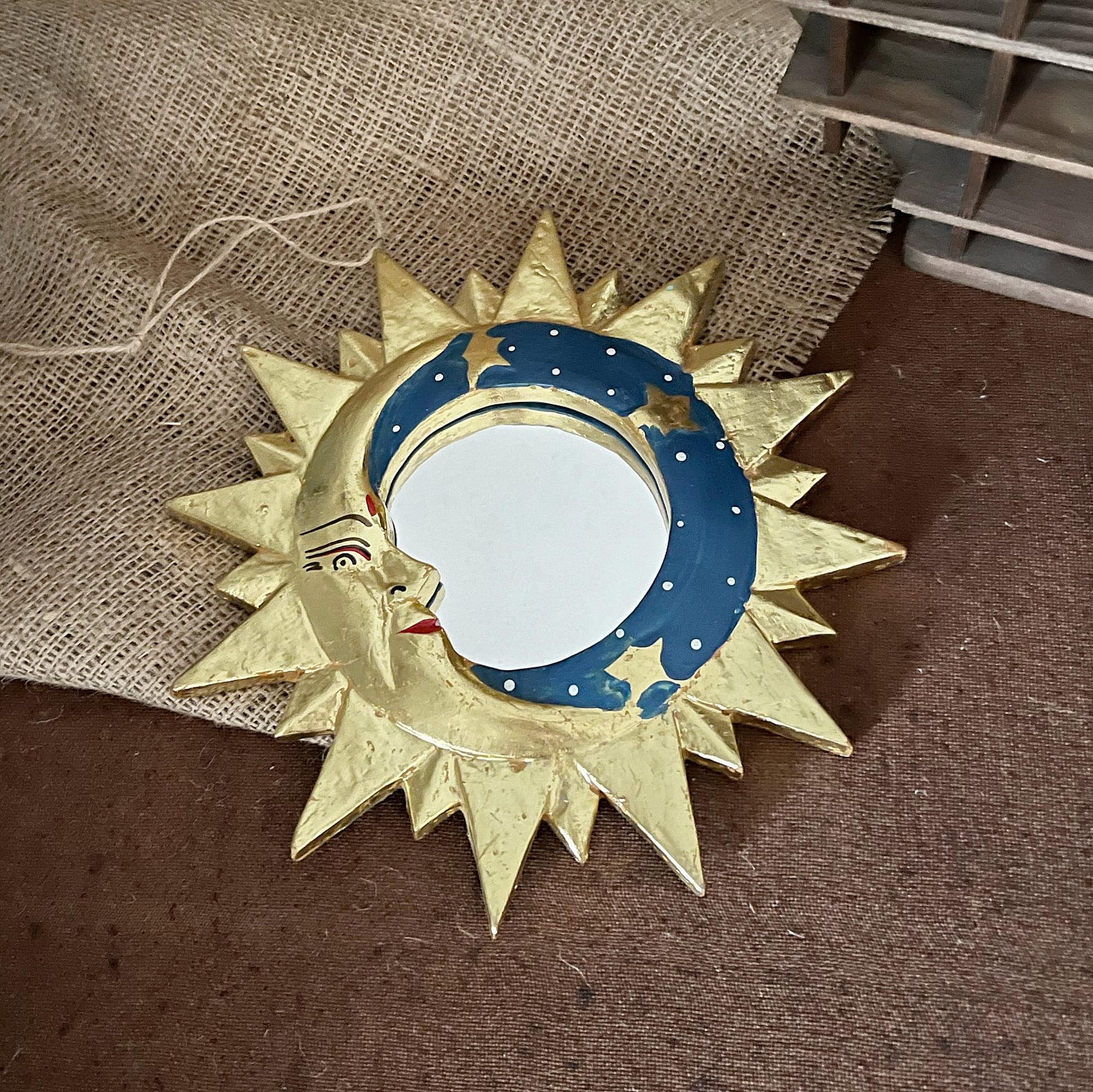 Sun Moon Stars Celestial Mirror – Boho Wall Art - Sunburst Vintage ...