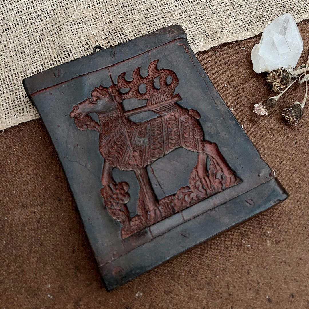 Vintage Deer Wall Relief – Pagan Altar Decor – Forest Spirit Symbol ...