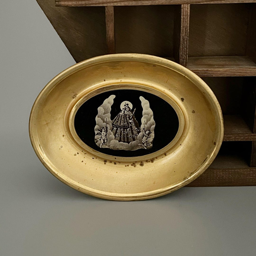Altar Dish Art Deco Madonna With Baby Jesus and Cherubs - Christian ...
