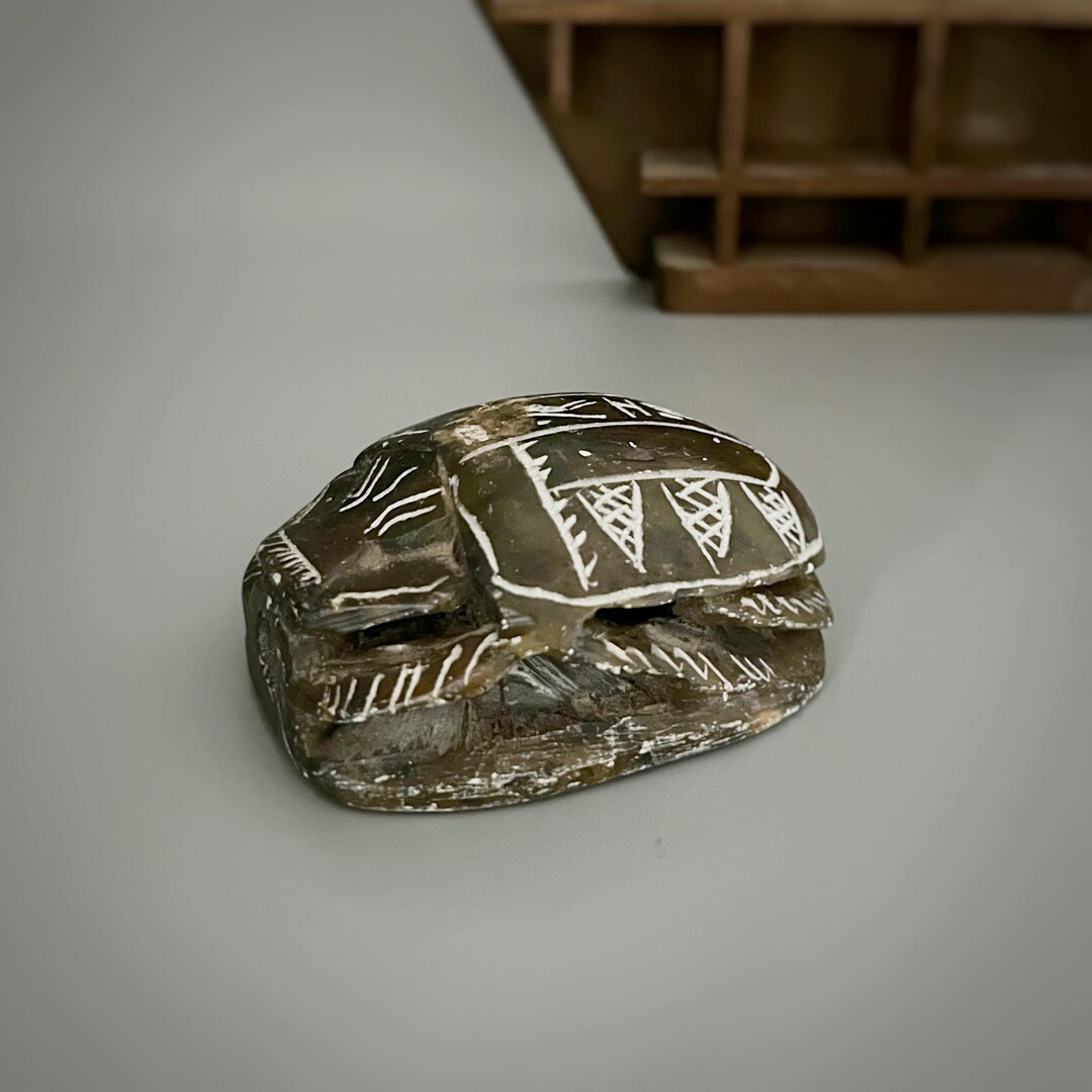 Ancient Egyptian Scarab - Carved Stone Scarab Beetle Vintage Figurine ...