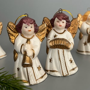 Christmas Angel Bell Ornaments Porcelain Set of 4 - Etsy
