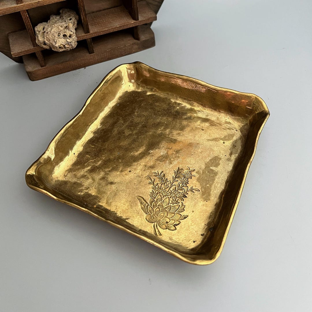Fire Proof Witch Burning Bowl With Botanical Motif - Brass Incense Bowl ...