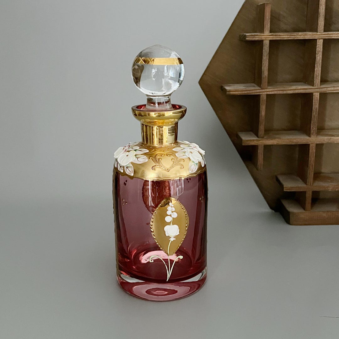Bohemian Glass Moon Water Empty Decanter - Vintage Bohemian Crystal ...
